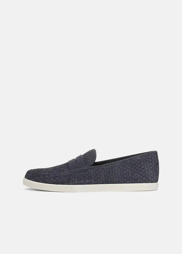Vince Santino Woven Suede Loafer - Blue Ink