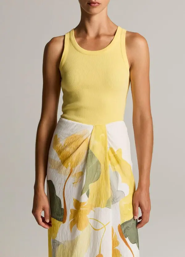 Vince Ribbed Scoop Neck Tank - Limone