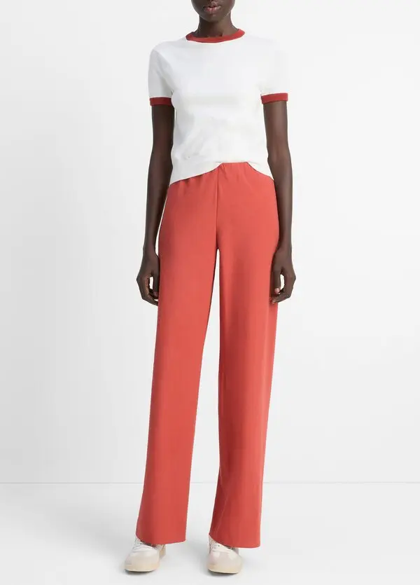 Vince Colette High-rise Cotton & Linen-blend Bias Pant - Terra