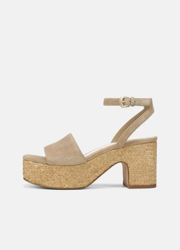 Vince Castella Suede Platform Sandal - Wheat