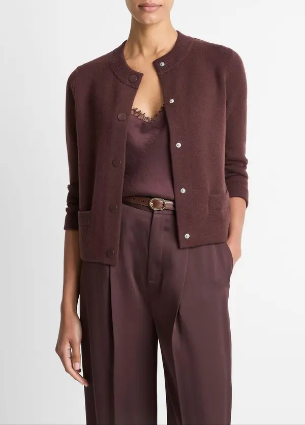Vince Wool-blend Shrunken Snap Cardigan - Fig