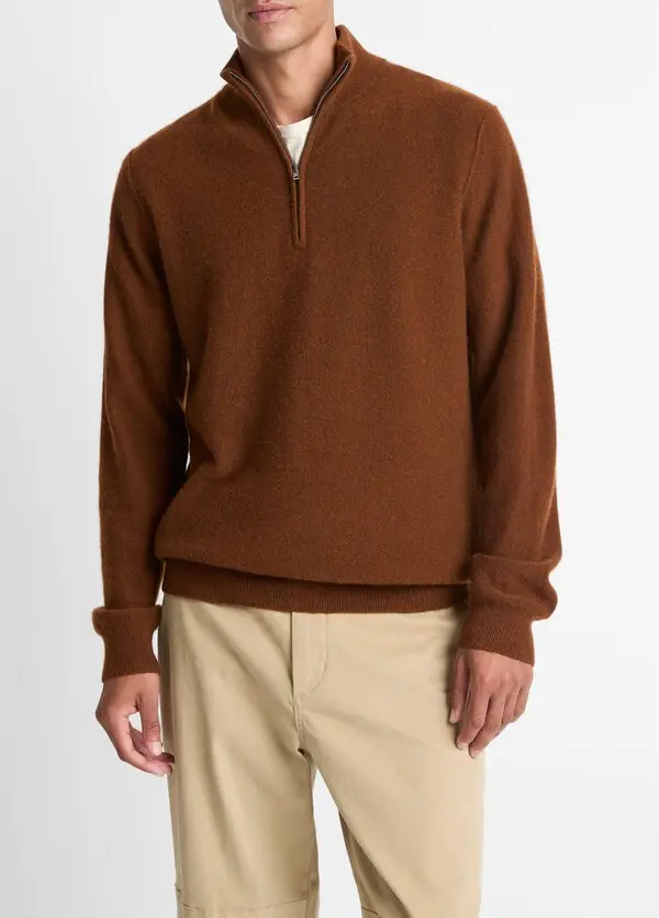 Vince Plush Cashmere Quarter-zip Sweater - Copperhead