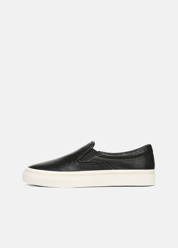 Vince Blair Perforated Leather Slip-on Sneakers - Black
