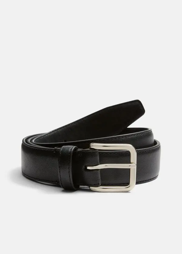 Vince Classic Leather Belt - Black