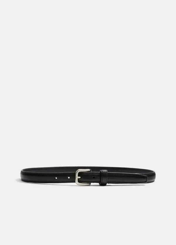 Vince Skinny Leather Belt - Black