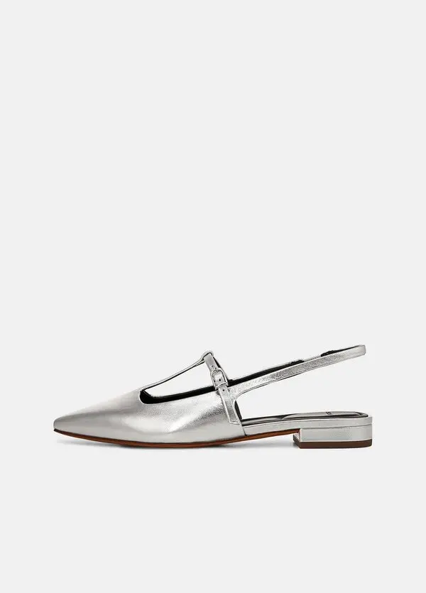 Vince Iliana Metallic Leather Slingback Flat - Silver