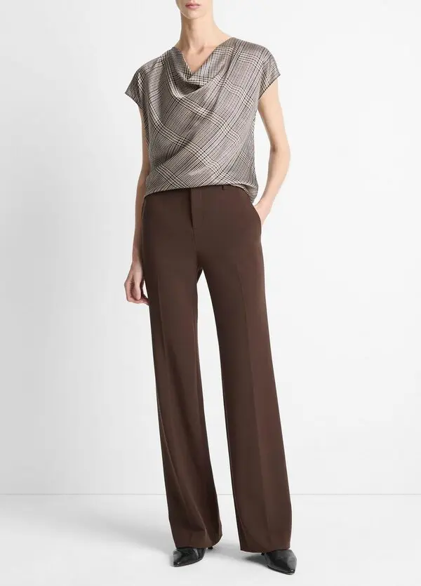 Vince Mid-rise Tailored Flare Pants - Deep Espresso