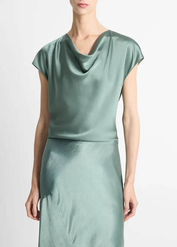 Vince Silk Cowl Neck Blouse - Deep Patina