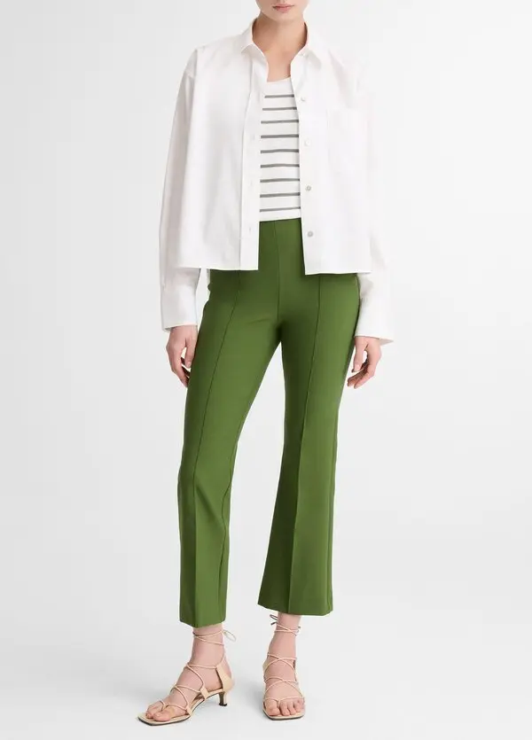 Vince Niki Mid-rise Pintuck Crop Flare Pant - Herb
