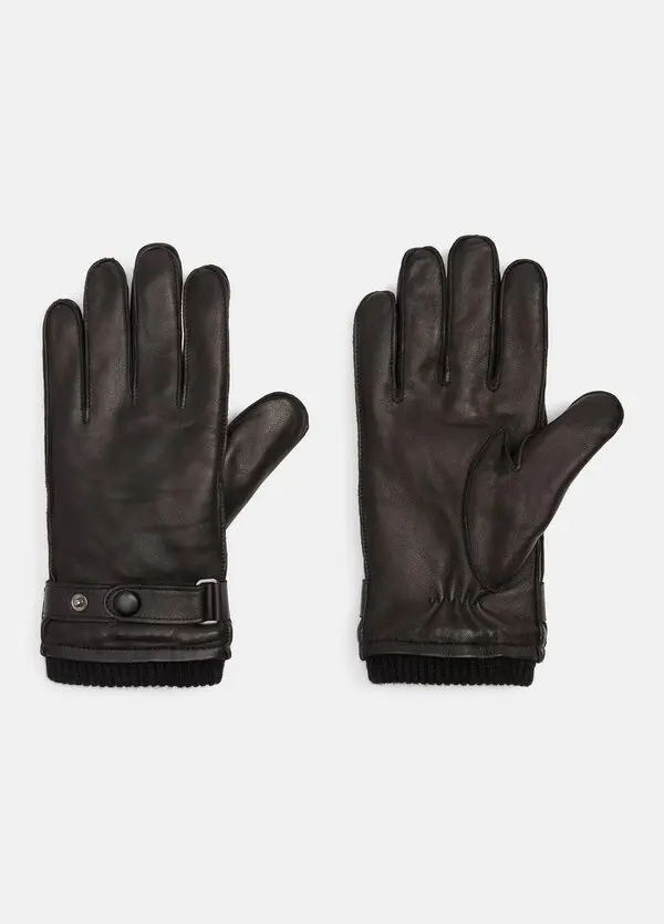 Vince Leather Gloves With Cashmere Lining - Black