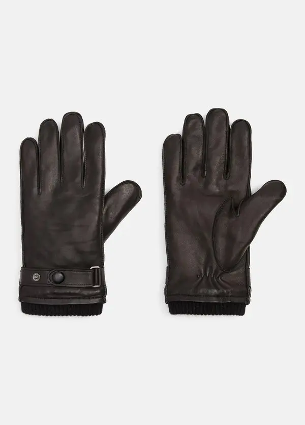 Vince Leather Gloves With Cashmere Lining - Black