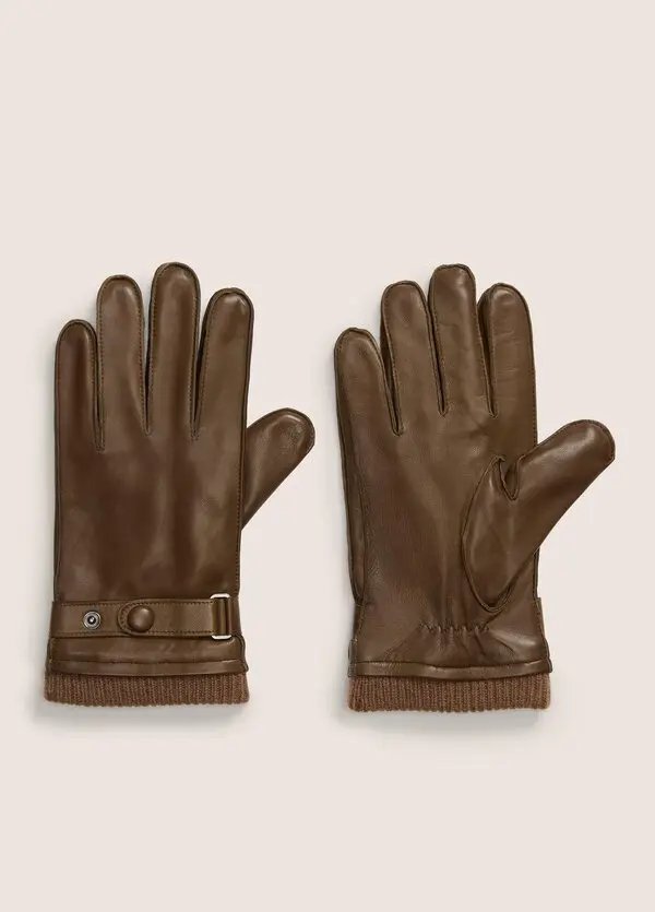 Vince Leather Gloves With Cashmere Lining - Vicuna