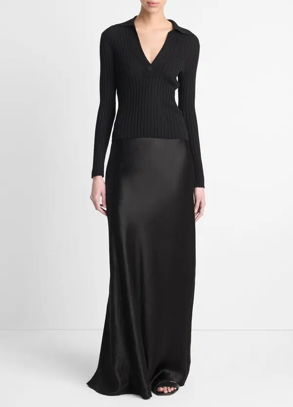 Vince Satin Maxi Skirt - Black
