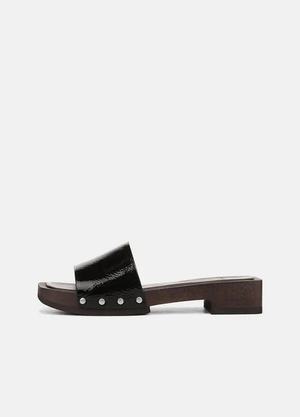 Vince Barbara Patent Leather Slide Sandal - Black
