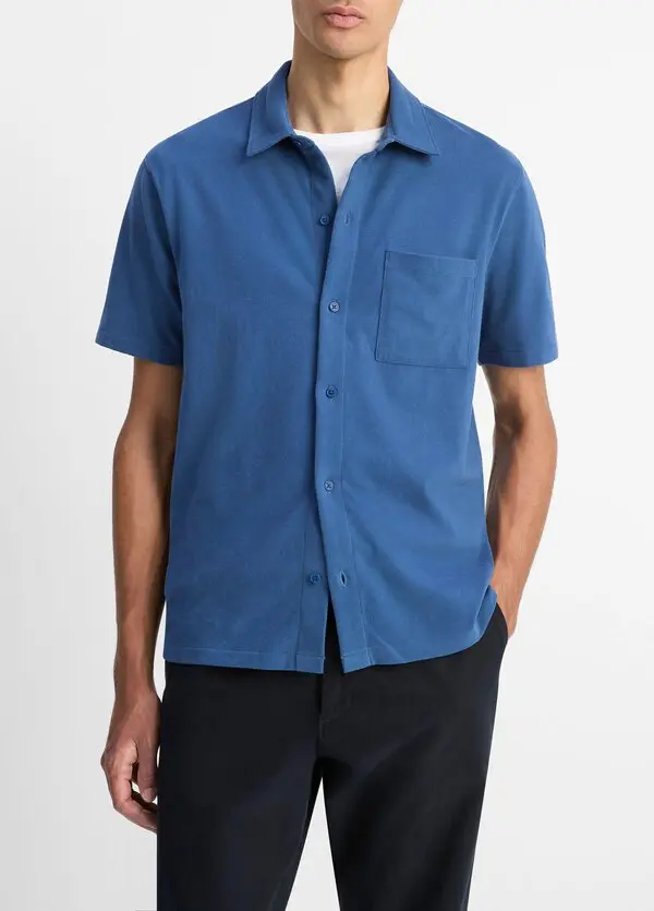 Vince Sueded Cotton Jersey Button-front Shirt - High Tide