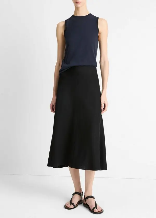 Vince Bias A-line Skirt In Viscose - Black