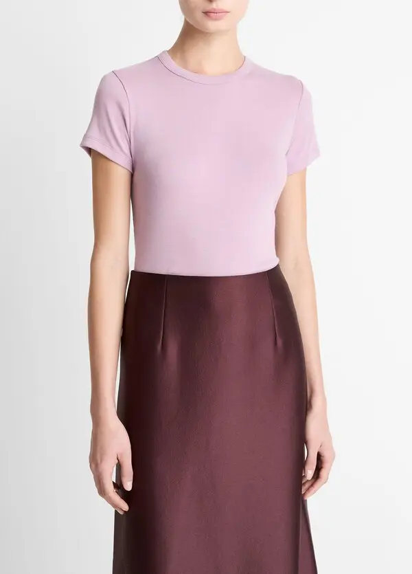 Vince Pima Cotton-blend Shrunken T-shirt - Amethyst