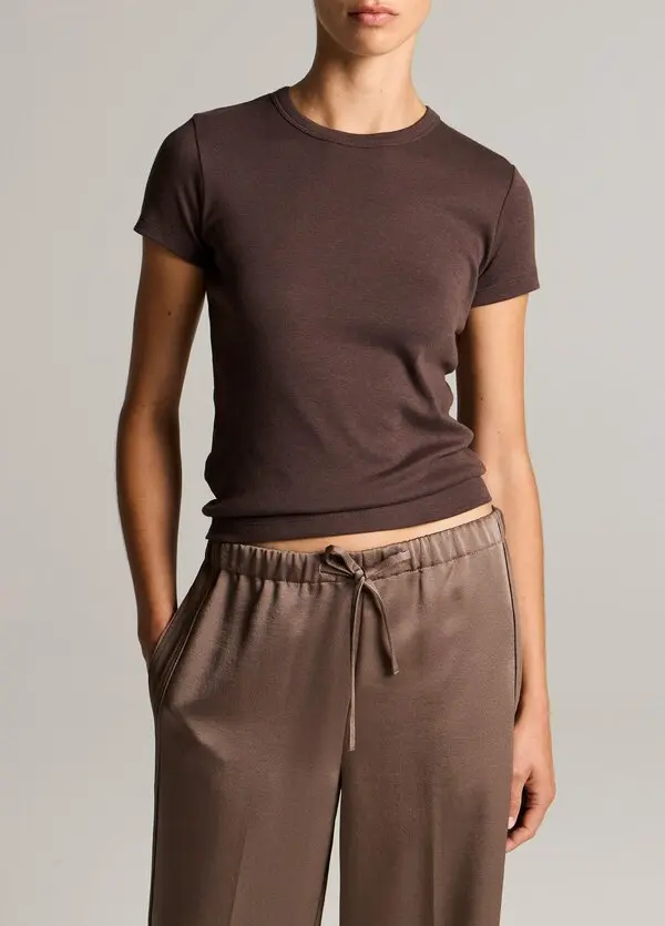 Vince Pima Cotton-blend Shrunken T-shirt - Iron