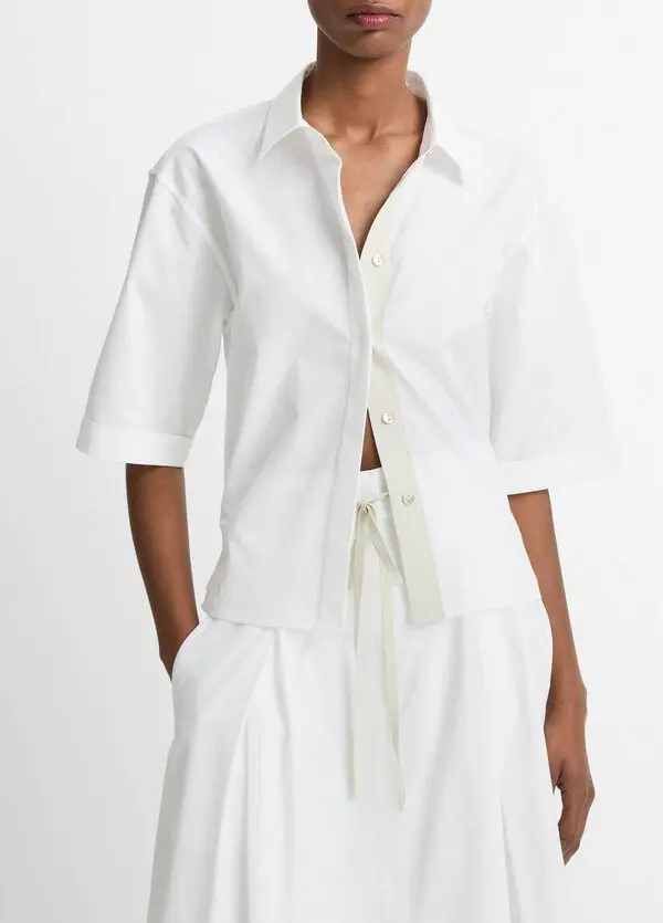 Vince Canvas Tape Cotton Button-front Shirt - Optic White
