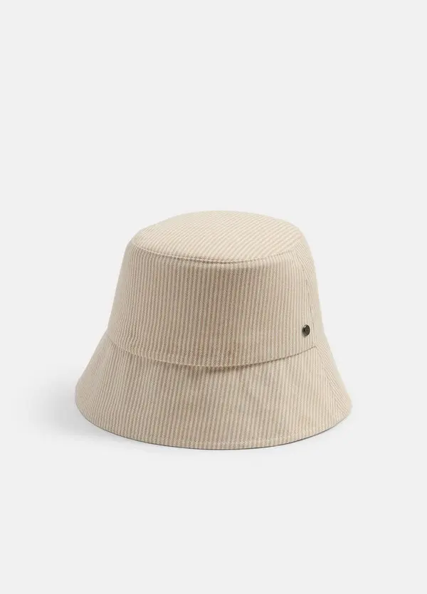 Vince Stripe Cotton Canvas Bucket Hat - Tusk