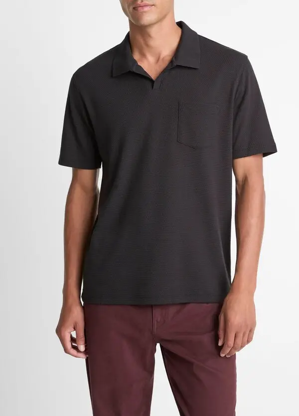 Vince Cotton-blend Johnny-collar Polo Shirt - Black
