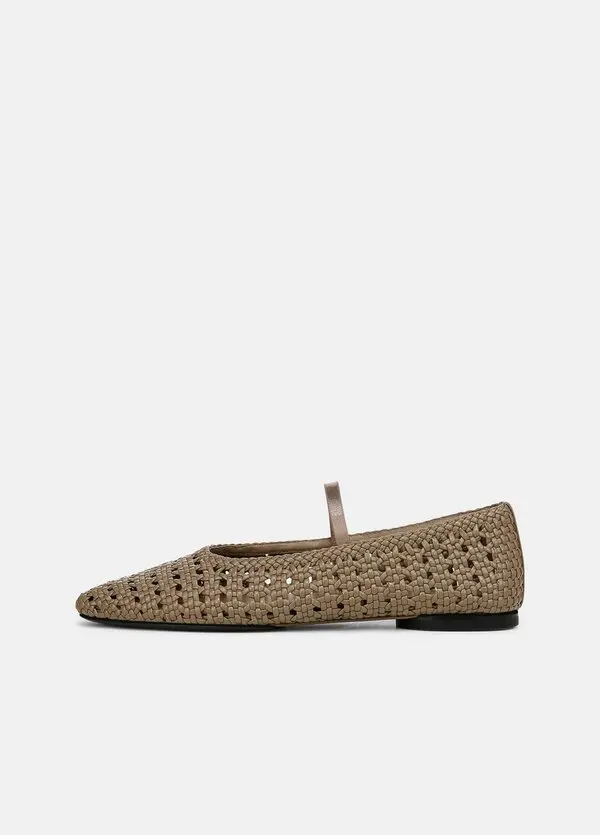 Vince Vivian Woven Leather Mary Jane Flat - Sand Shell