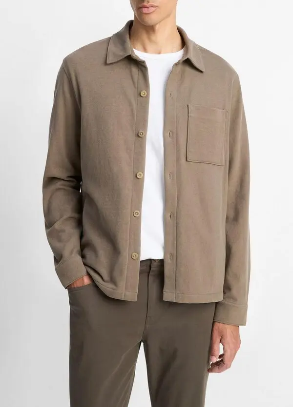 Vince Heavy Sueded Cotton Shirt Jacket - Dome