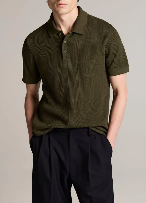 Vince Variegated Pima Cotton Polo Shirt - Night Leaf