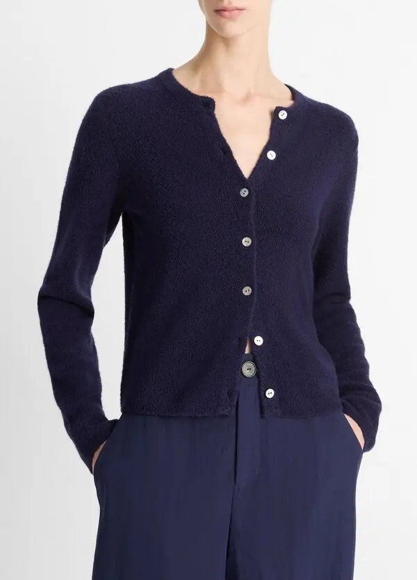 Vince Silk & Cashmere-blend Bouclé Cardigan - Twilight