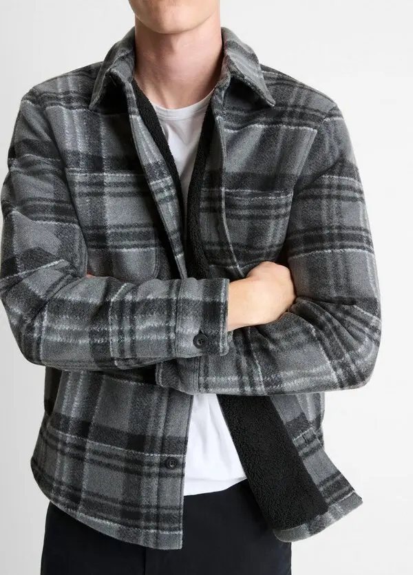 Vince Sherpa-lined Plaid Shirt Jacket