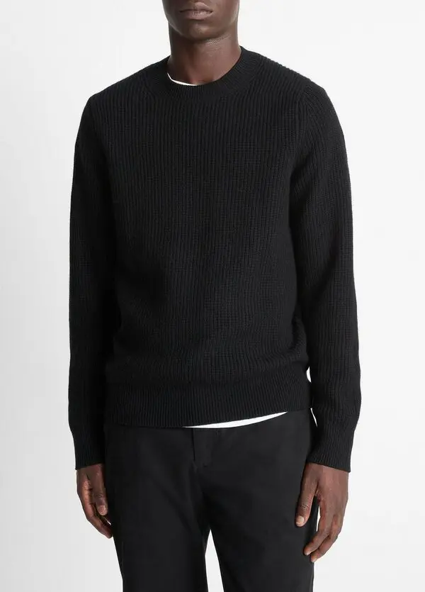 Vince Shaker Wool-cashmere Crew Neck Sweater - Black