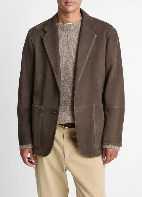 Vince Suede Notched Lapel Blazer