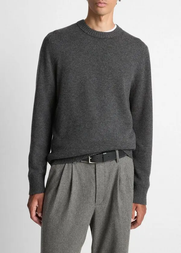 Vince Wool-cashmere Crew Neck Sweater - Heather Charcoal