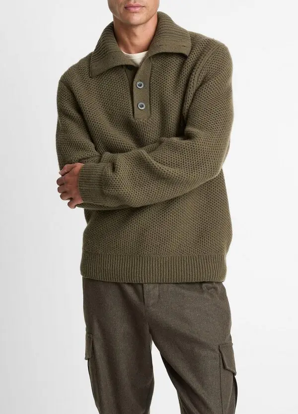 Vince Honeycomb Wool Mock Neck Sweater