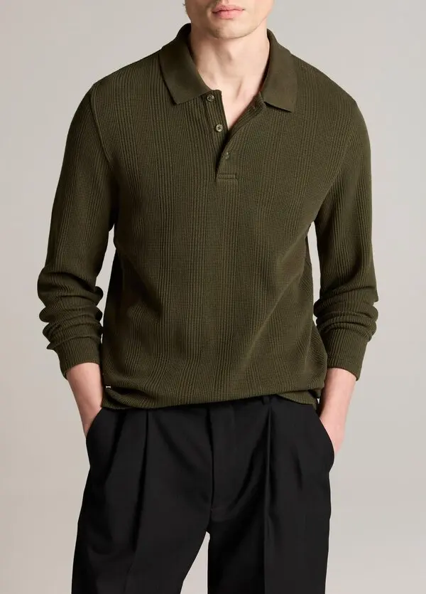 Vince Variegated Cotton Polo Shirt - Night Leaf