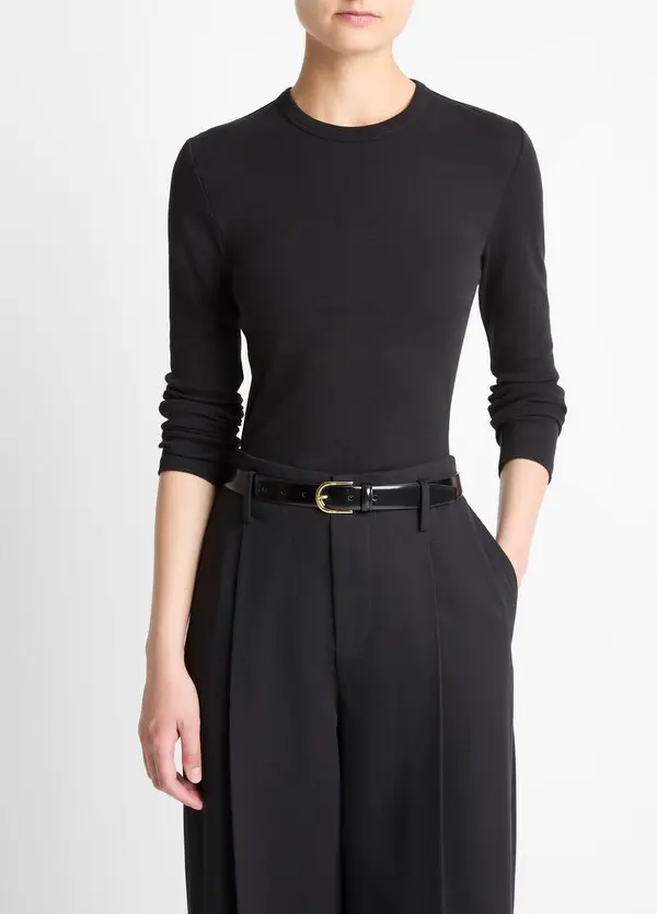 Vince Essential Pima Cotton-blend Long-sleeve T-shirt - Black