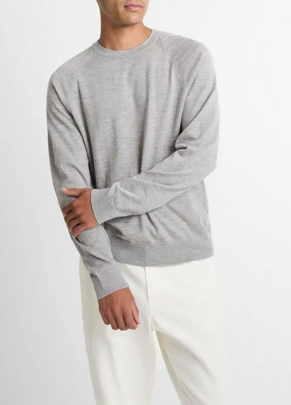 Vince Featherweight Wool-cashmere Crew Neck Sweater - Heather Grey