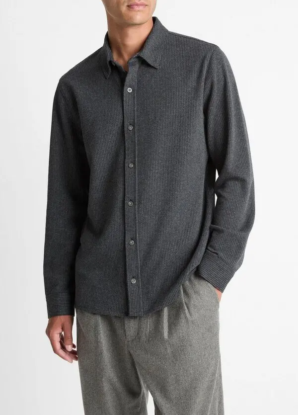 Vince Pinstripe Jacquard Cotton-blend Button-front Shirt - Charcoal