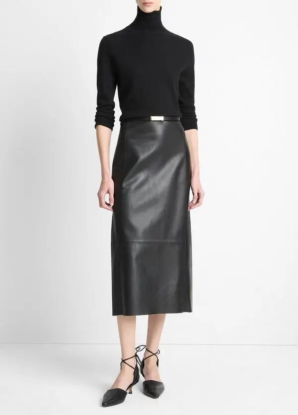 Vince Leather Straight Skirt
