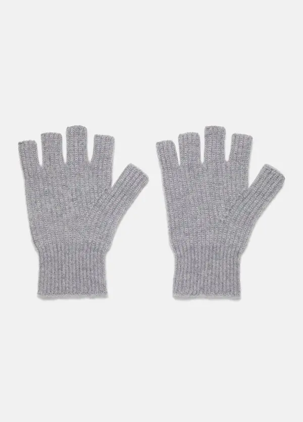 Vince Rib-knit Fingerless Gloves - Grey