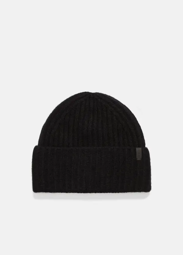 Vince Plush Cashmere Ribbed Beanie - Black