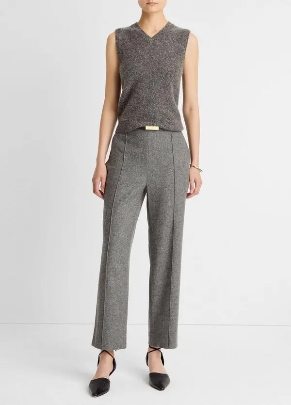 Vince Italian Wool-blend Easy Pull-on Pant - Medium Heather Grey