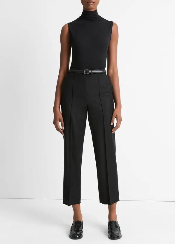 Vince Sleeveless Turtleneck Jersey Top - Black