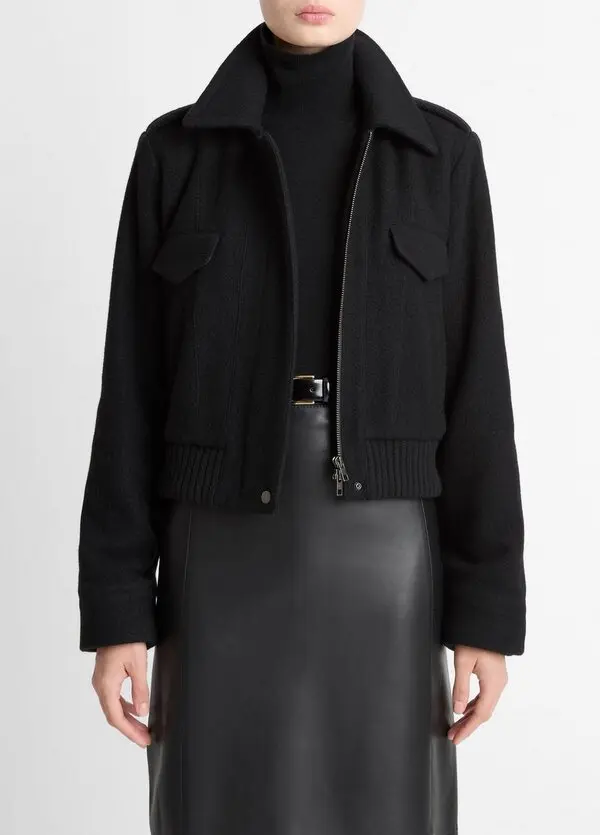 Vince Italian Wool-blend Cropped Jacket