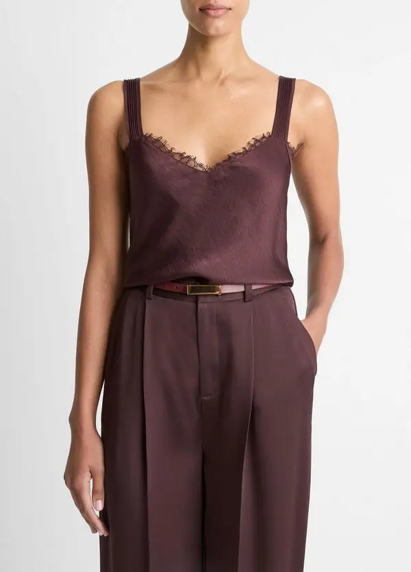 Vince Lace Trim Satin Camisole