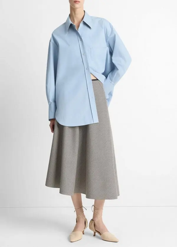 Vince Asymmetrical Houndstooth Wool-blend Skirt