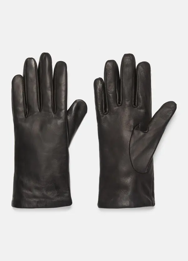 Vince Cashmere-lined Leather Gloves - Black