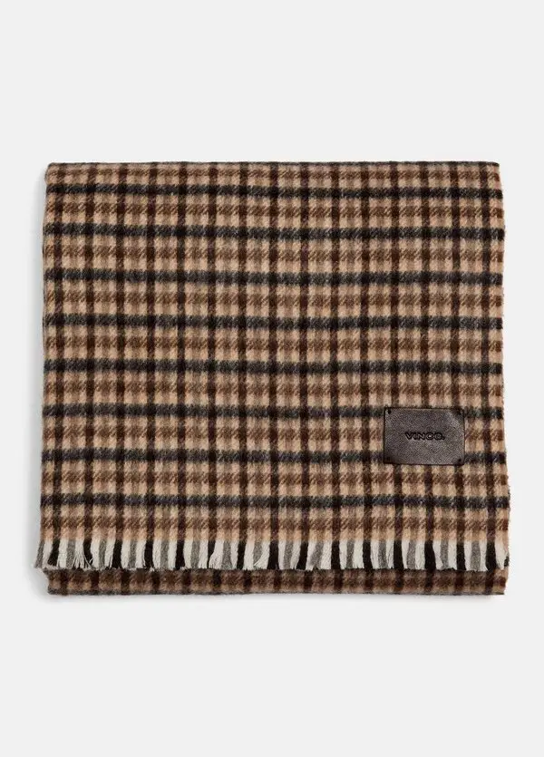 Vince Gingham Wool-cashmere Oversized Wrap - Black/grape