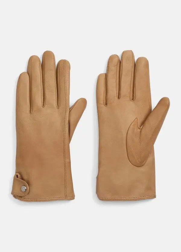 Vince Cashmere-lined Leather Snap Gloves - Bruna