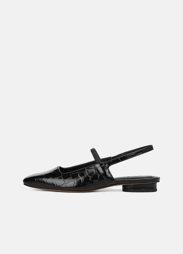 Vince Venice Croc-embossed Leather Slingback Flat